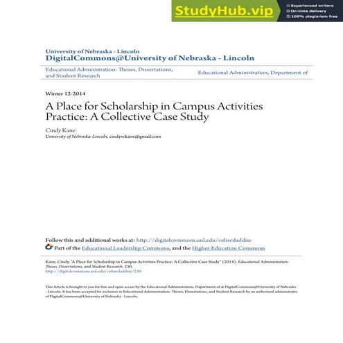 A Place For Scholarship In Campus Activities Practice A Collective Case ...