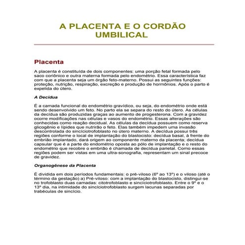 A placenta e_o_cord_o_umbilical | DOC