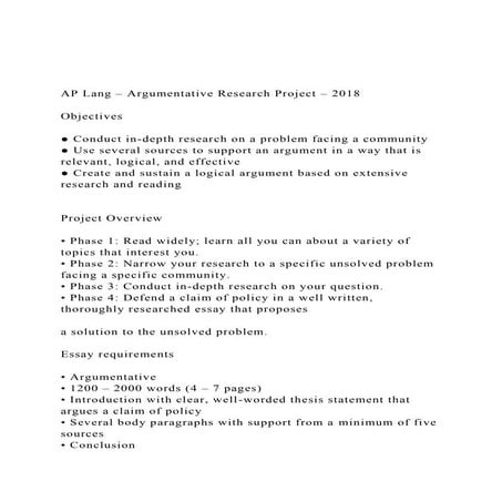 AP Lang – Argumentative Research Project – 2018 Objective.docx
