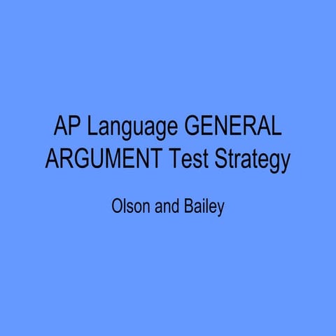 Ap Language General Argument Test Strategy | PPT