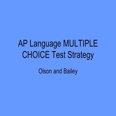 Ap language multiple choice test strategy | PPT