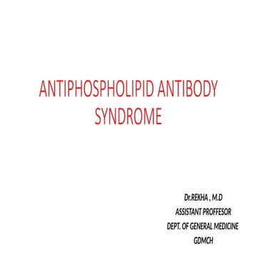 APLA SYNDROME Pathogenesis , clinical features and treatment | PPTX