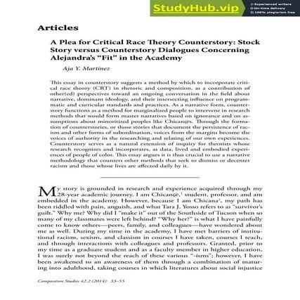 A Plea For Critical Race Theory Counterstory Stock Story Versus ...