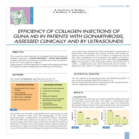 Aplicación de colágeno inyectable en gonartrosis | PDF