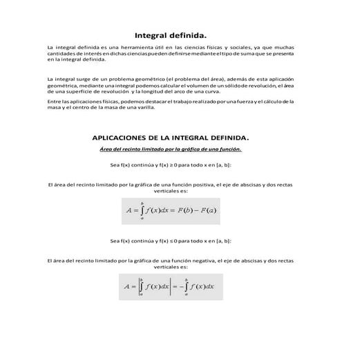 Aplicaciones de la integral definida uft | DOCX | Physics | Science