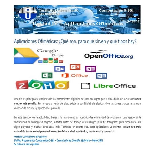 Aplicaciones ofimaticas introduccion | PDF