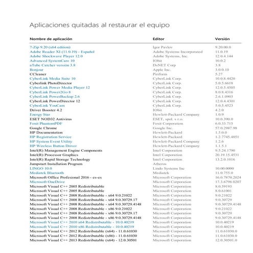 Aplicaciones quitadas | PDF | Operating Systems | Computer Software and Applications