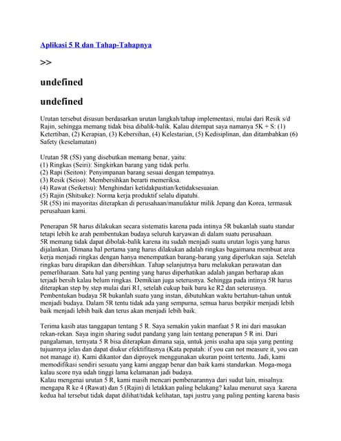 Penerapan 5R ditempat kerja | PPTX