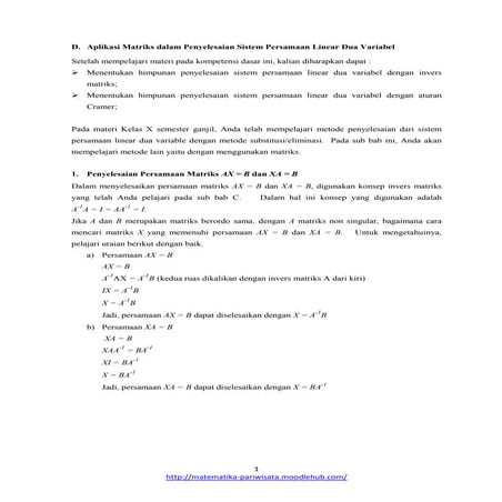 Aplikasi matriks dalam penyelesaian | PDF