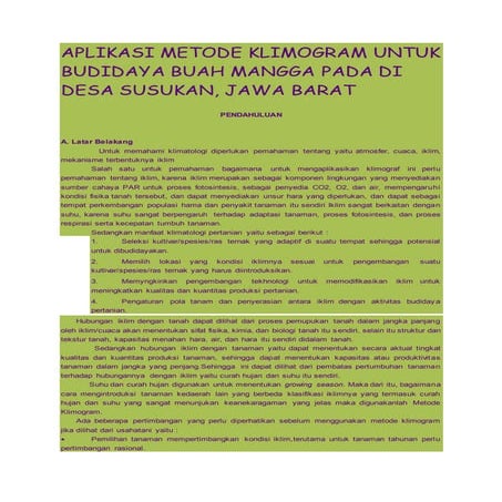 Aplikasi metode klimogram untuk budidaya buah mangga | PDF