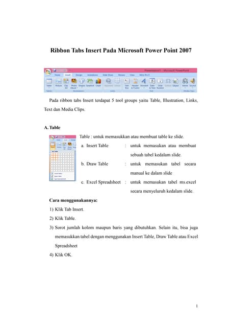 Langkah langkah membuat tabel | DOCX
