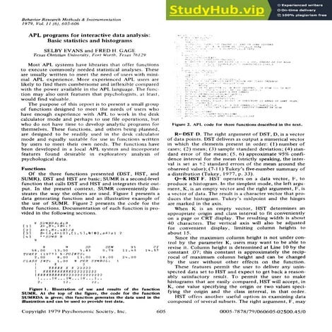 APL Programs For Interactive Data Analysis Basic Statistics And Histograms | PDF