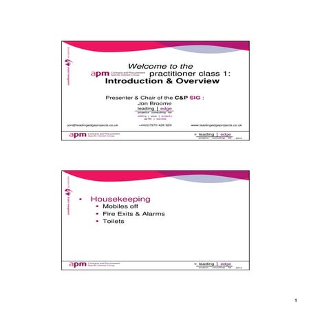 APM Contracts and Procurement SIG - practitioner class 1 | PDF