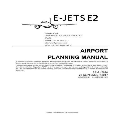 Airplane Planning Manual Embraer series 195 | PDF