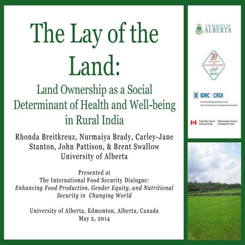 Policy: Land Ownership as a Social Determinant of Health and Well-being ...