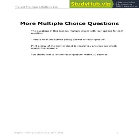 APMP More MC Questions | PDF
