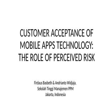Customer Acceptance of Mobile Apps in Retail Industry | PPTX