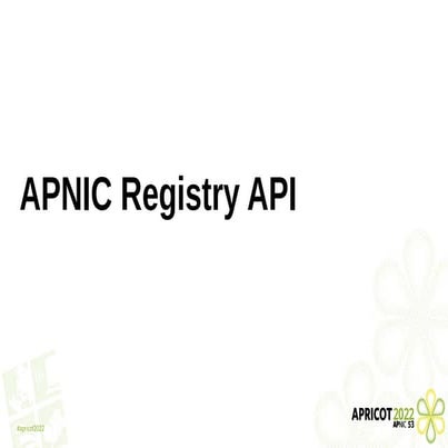 APNIC registry API 2022 | PPT