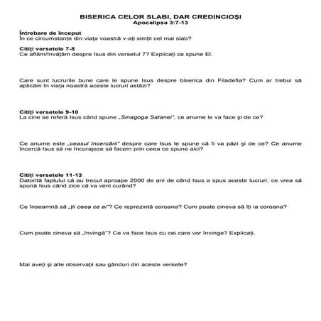 Apocalipsa 3:7-13 intrebari | DOC