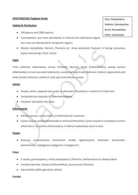 Apocynaceae | PPTX | Gardening | Home & Garden