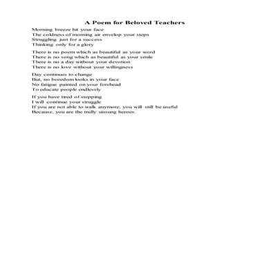 A poem for beloved teachers | DOCX