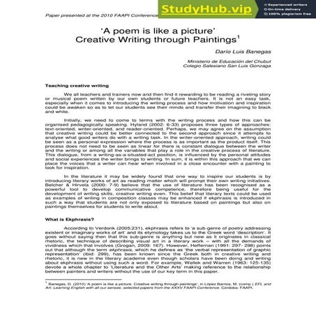 A Poem Is Like A Picture. Creative Writing Through Paintings | PDF