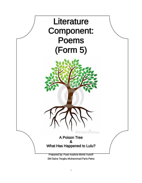 A Poison Tree Poem By William Blake ( Style, Theme & Symbolism) | PPTX ...