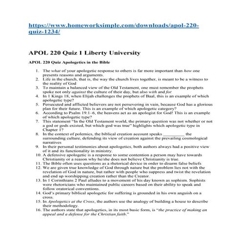 APOL 220 Quiz 1,2,3,4 Liberty University.docx