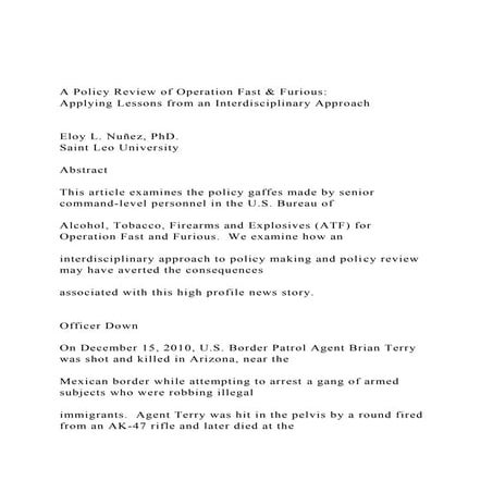A Policy Review of Operation Fast & Furious Applying Lesson.docx