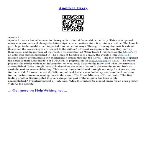 Apollo 11 Essay | PDF