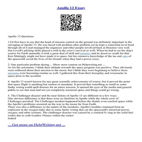 Apollo 13 Essay | PDF