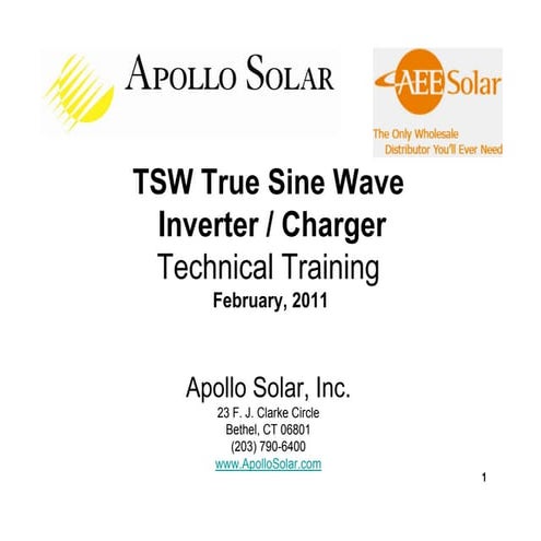 Apollo Solar TSW Inverter Training | PDF