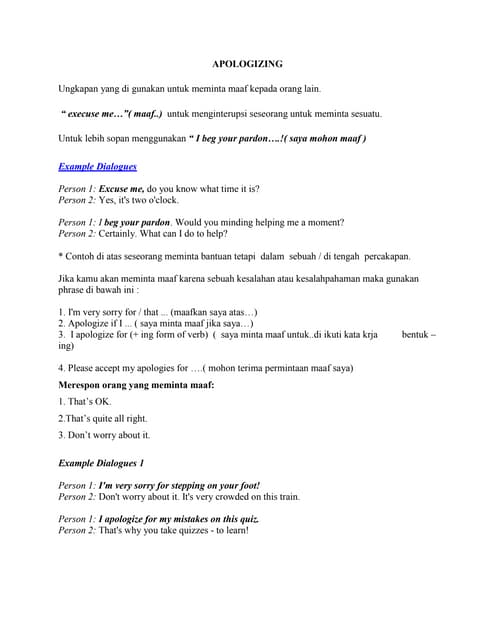 Apologizing in english (1) | PPTX