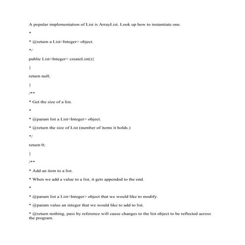 A Popular Implementation Of List Is Arraylist Look Up How To Instanti Pdf