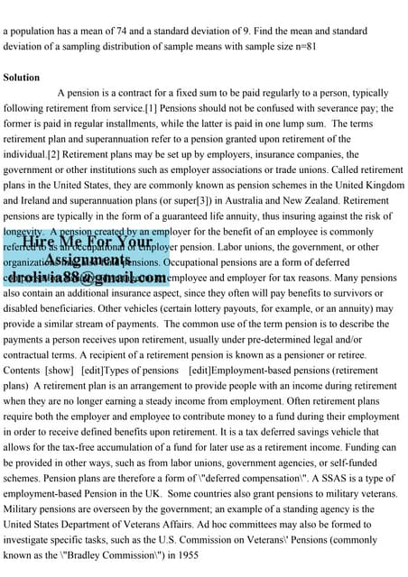 A Population Has A Mean Of 74 And A Standard Deviation Of 9 Find Th Pdf Retirement Planning