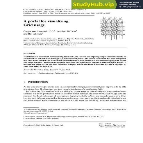 A Portal For Visualizing Grid Usage Pdf