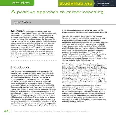 A Positive Approach To Career Coaching | PDF