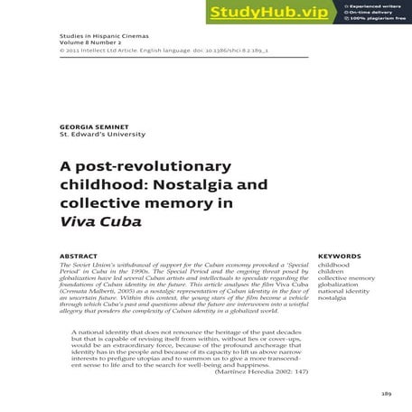 A Post-Revolutionary Childhood Nostalgia and Collective Memory in Viva ...