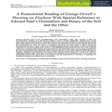 A Postcolonial Reading Of George Orwell S Shooting An Elephant With ...