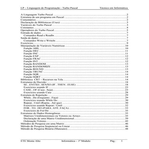 Apostila linguagem pascal | PDF