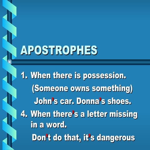 Apostrophe- omission and possession | PPT