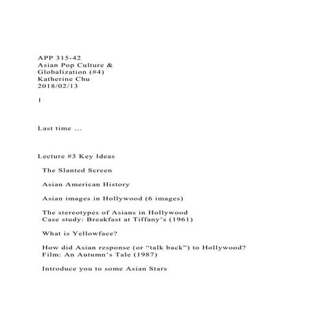 APP 315-42 Asian Pop Culture & Globalization (#4) Kathe.docx