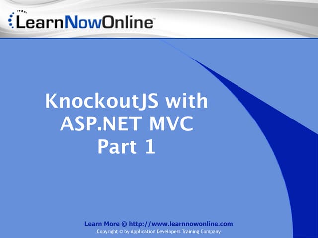 Knockoutjs With Aspnet Mvc Ppt