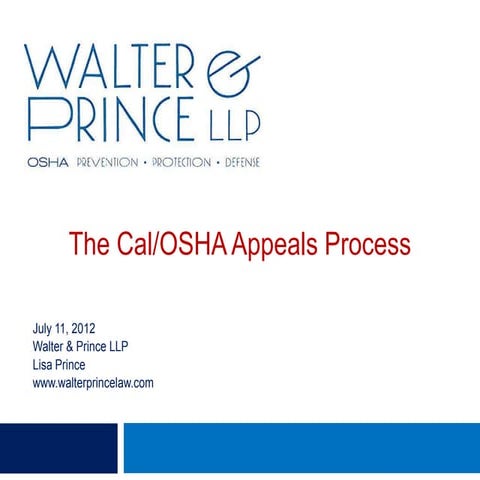 The Cal/OSHA Appeals Process | PPTX | Legal Services Industry | Industries
