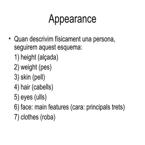 Appearance vocabulary | PPT