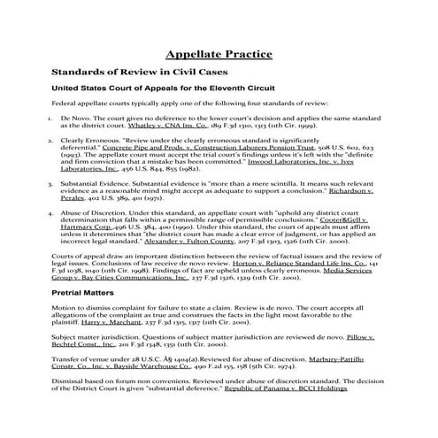 Appellate practice standards of review in civil cases | DOCX