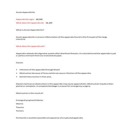 Appendicitis | DOCX | Digestive Disorders | Diseases and Conditions