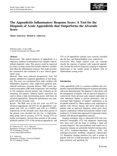 Prospective Study of Acute Appendicitis with its Clinical, Radiological ...