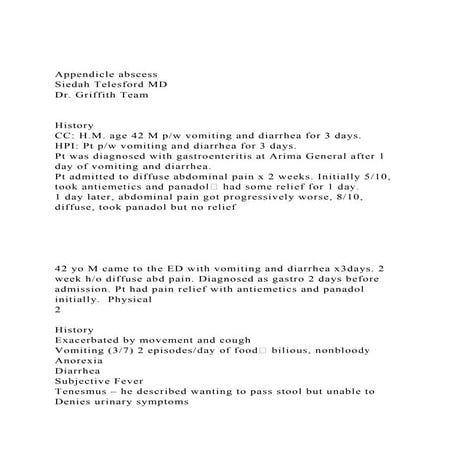 Appendicle abscess Siedah Telesford MDDr. Griffith Team .docx ...