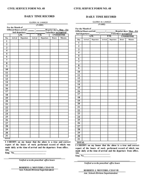 DTR_BLANK.document or CSC FORM 48 document | DOC